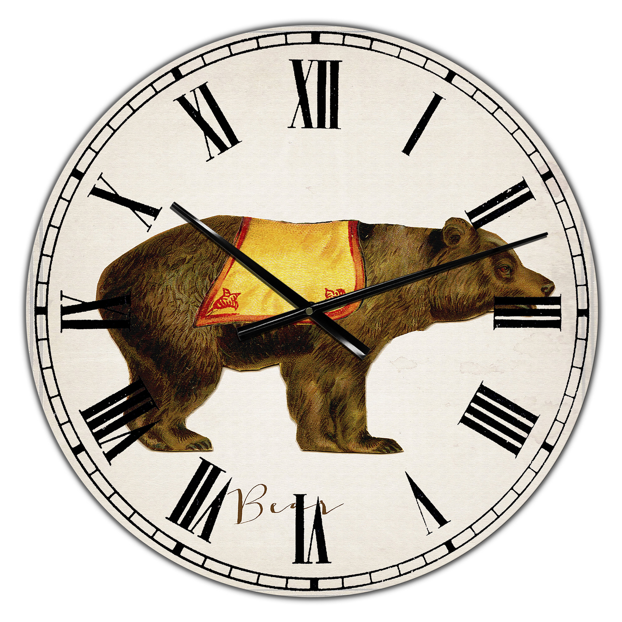 East Urban Home Circus Animals Bear - Oversized Cottage Wall Clock ...