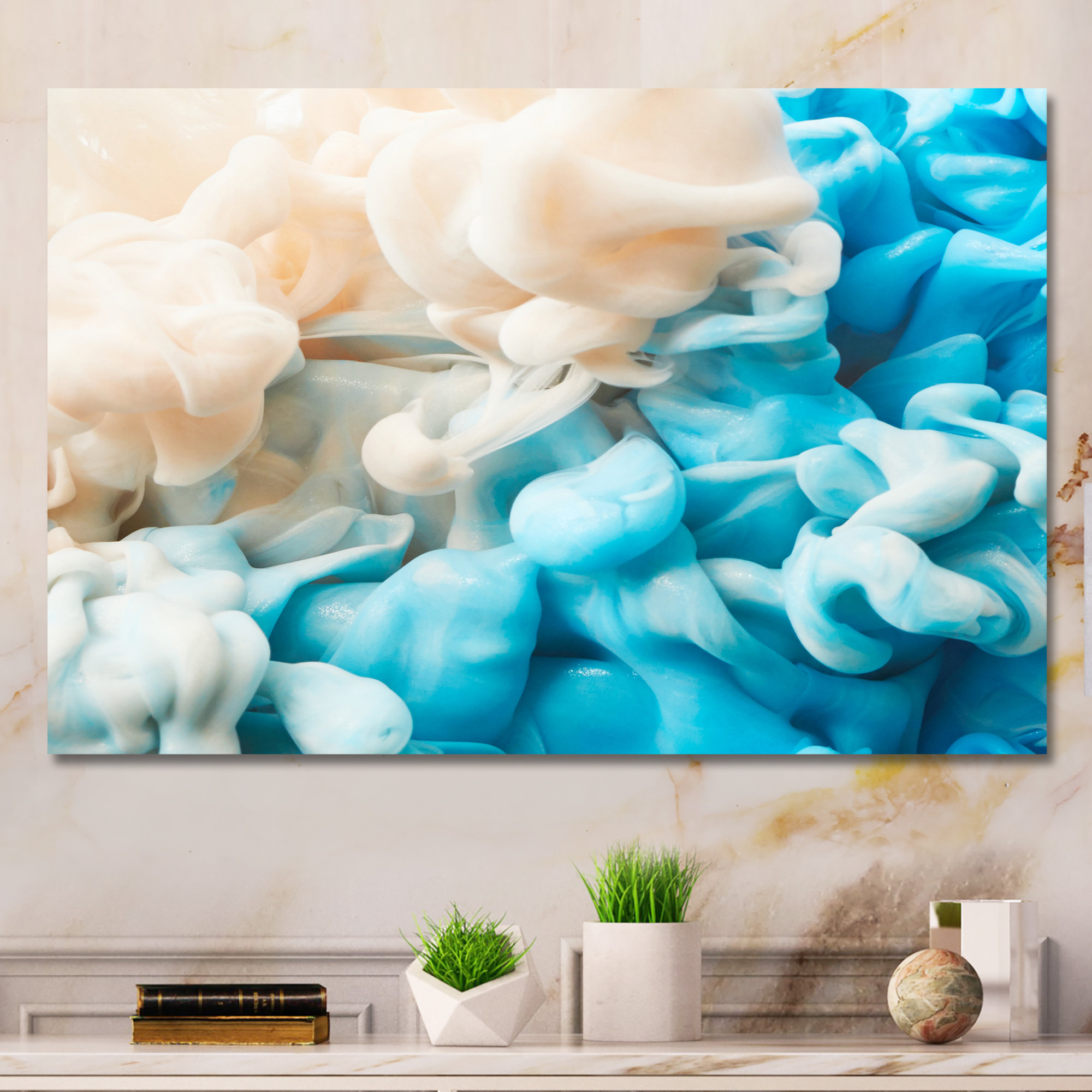 Wrought Studio Blue And Yellow Fluid Ink - Graphic Art on | Wayfair