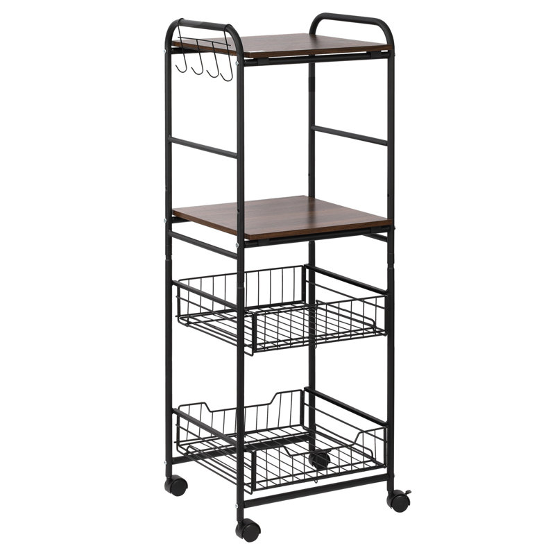 HomCom Metal Kitchen Cart & Reviews | Wayfair