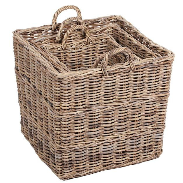 Red Hamper Storage Single Weave Square Wicker Log Carrier | Wayfair.co.uk