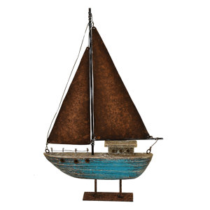 Breakwater Bay Nautical Wood Sailboat Tabletop Ornaments Handmade ...