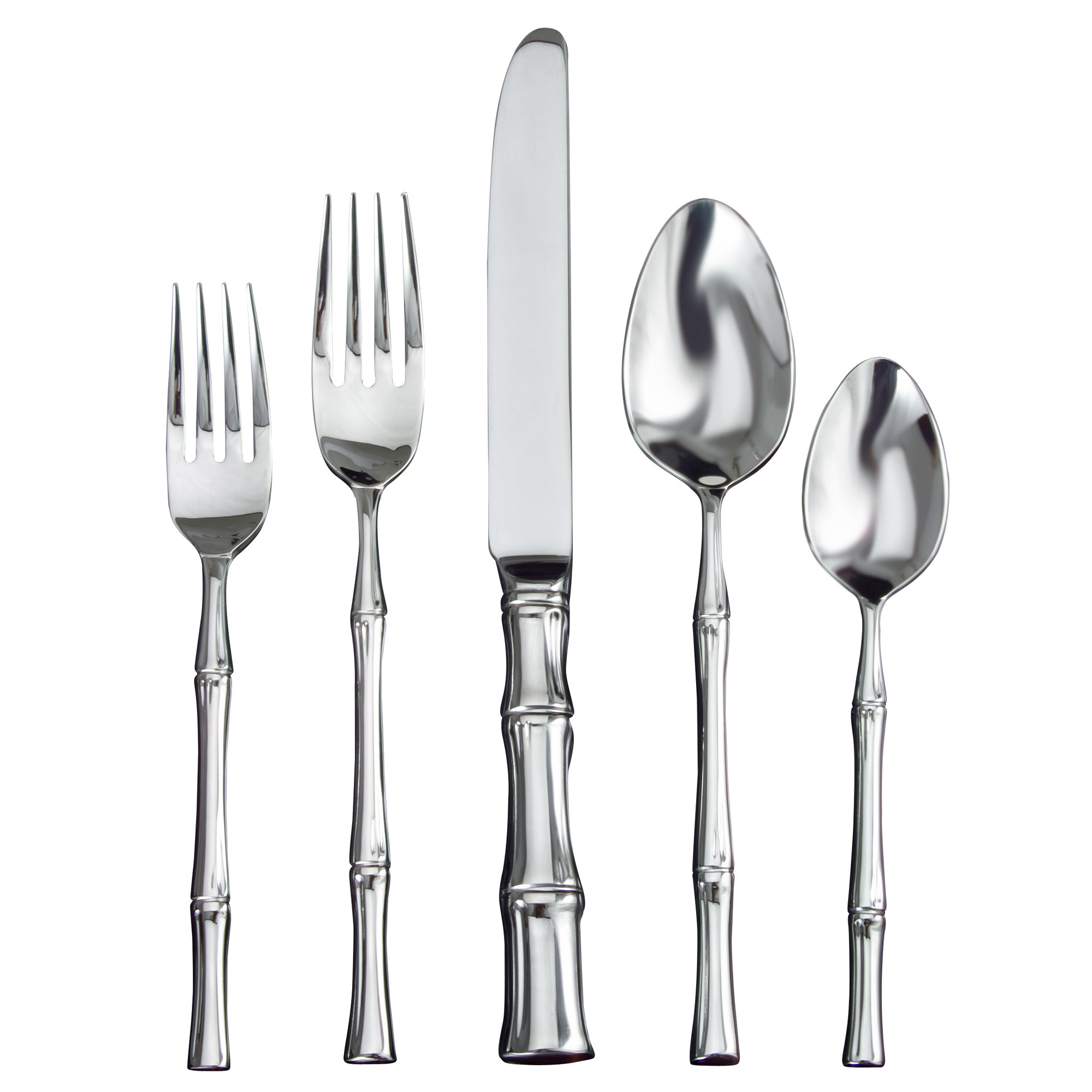 Ricci Argentieri Bamboo Satin Stainless Steel Flatware - Set of 5 | Wayfair