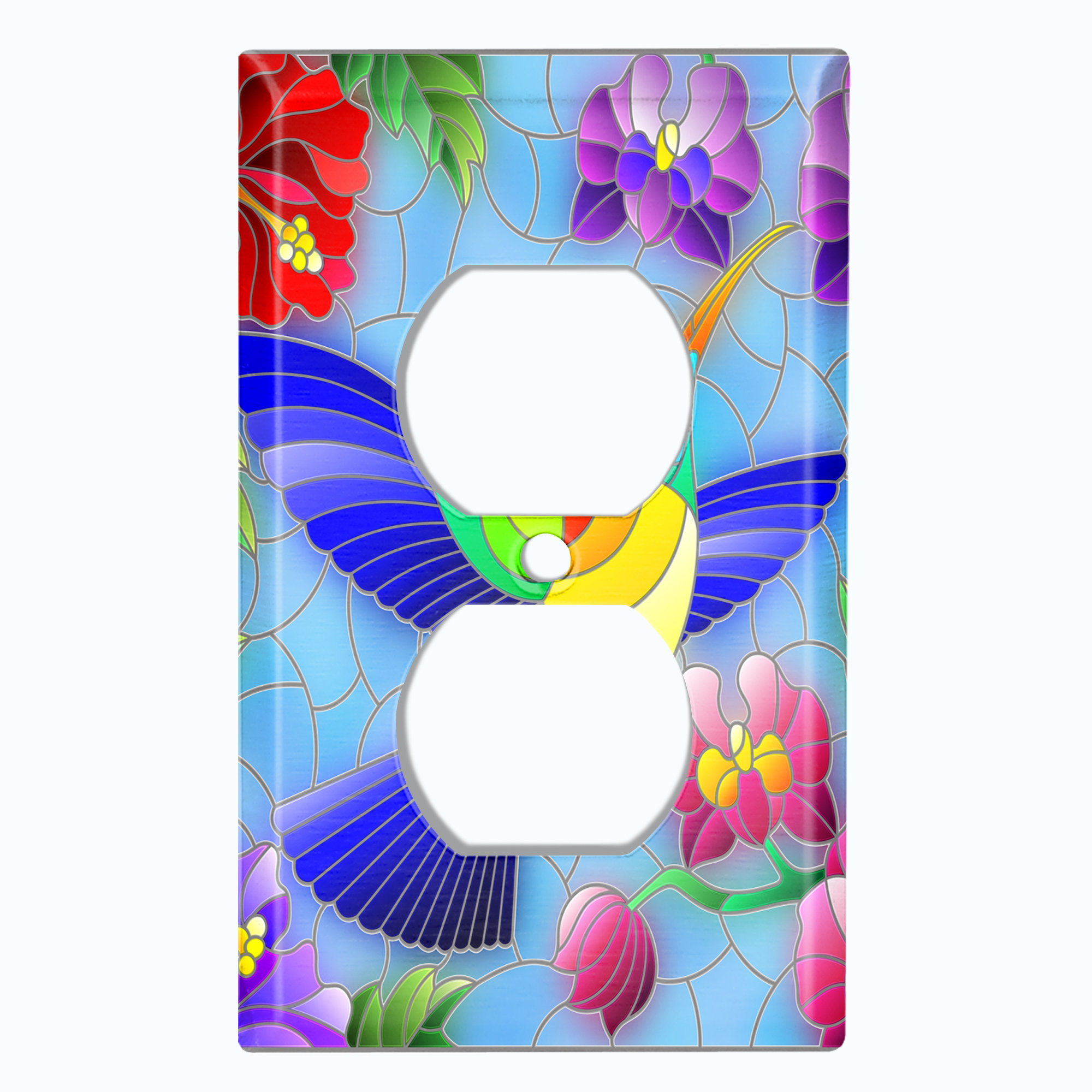 WorldAcc Mosiac Flying Bird Tile Flowers 1-Gang Wall Plate | Wayfair