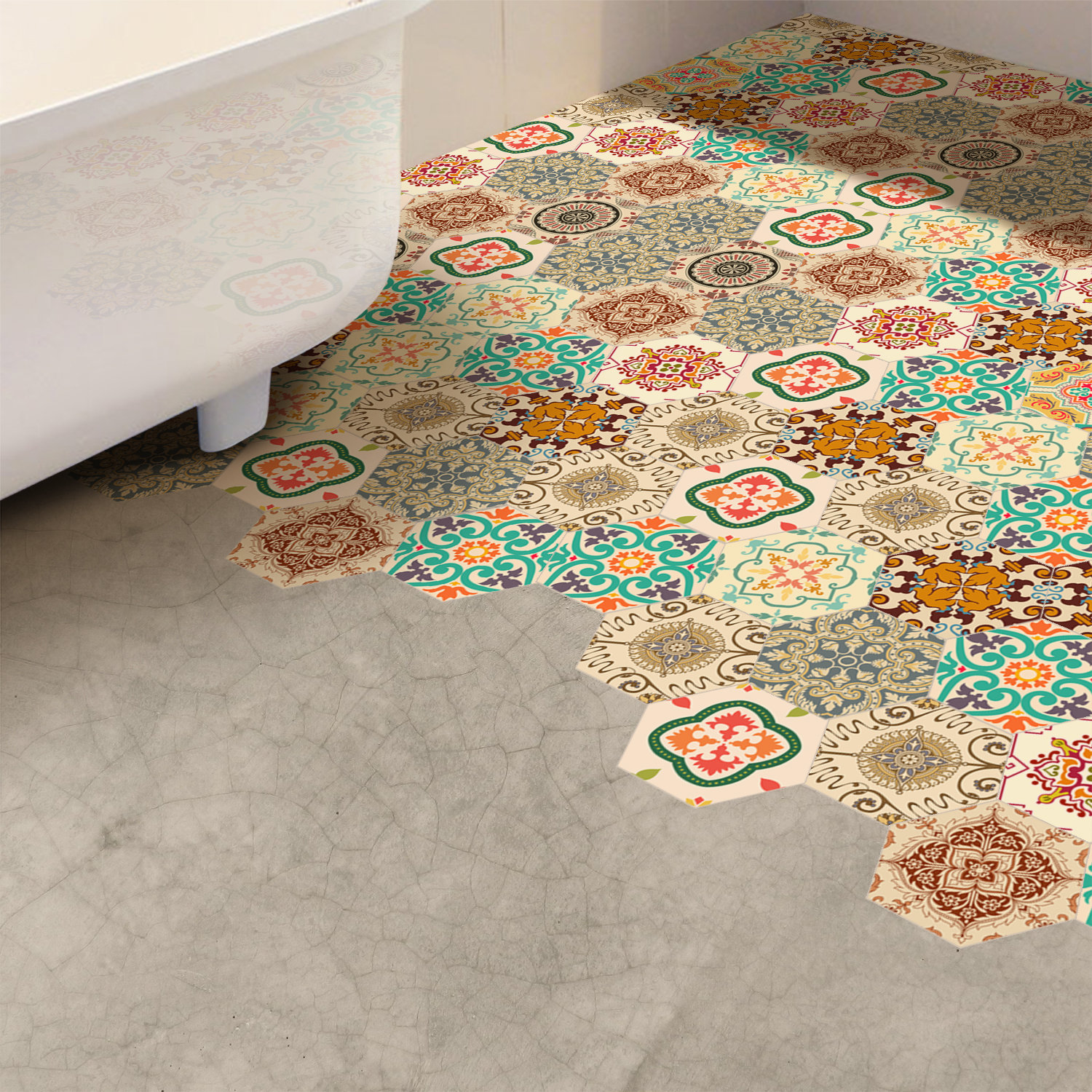 World Menagerie Turkish 20cm x 23cm PVC Peel and Stick Mosaic Tile ...