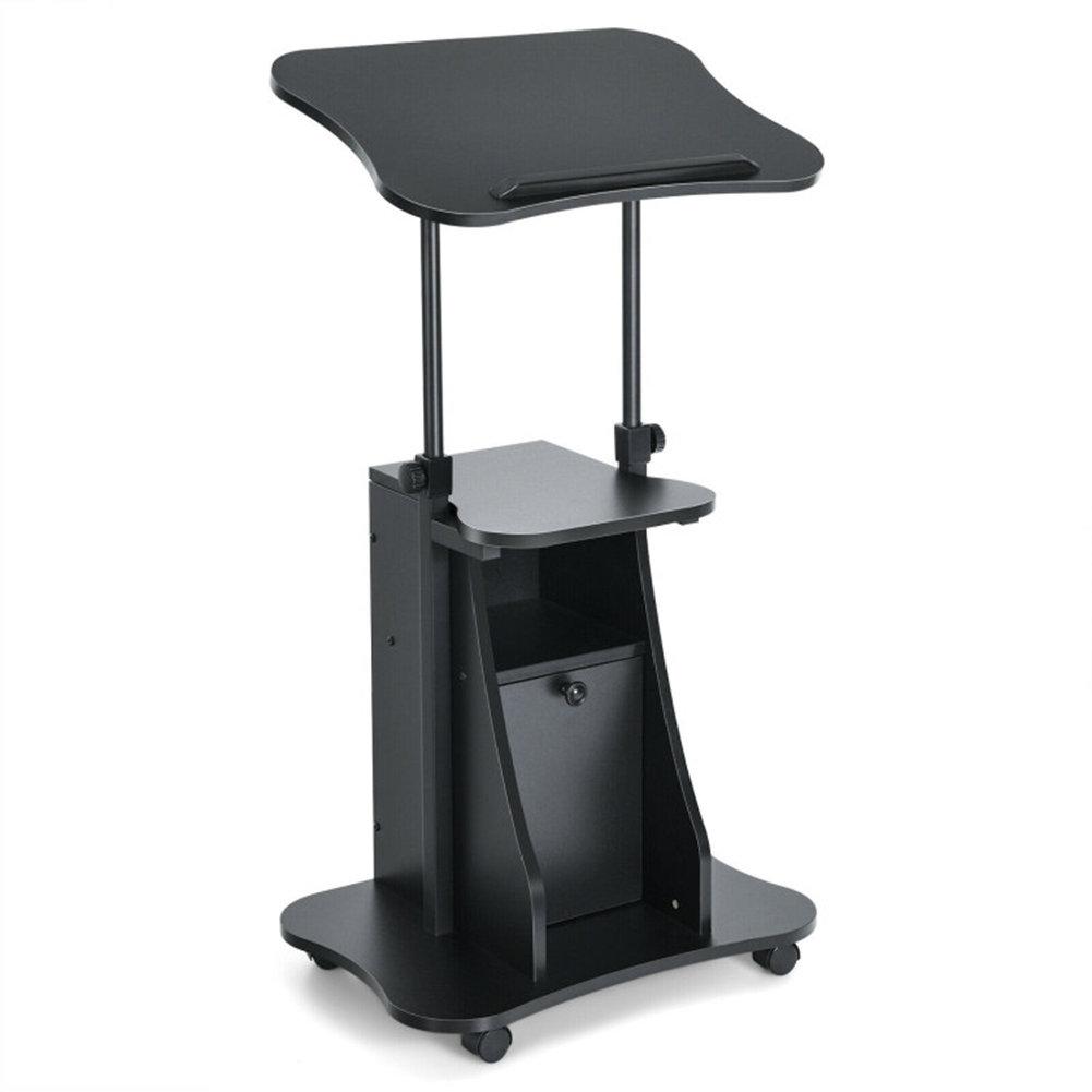 ERTCHUE RIED Adjustable Mobile Standing Desk Cart With Tilt Desktop And ...