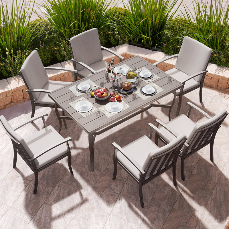 Red Barrel Studio® Kannyn Rectangular 6 - Person Outdoor Dining Set ...
