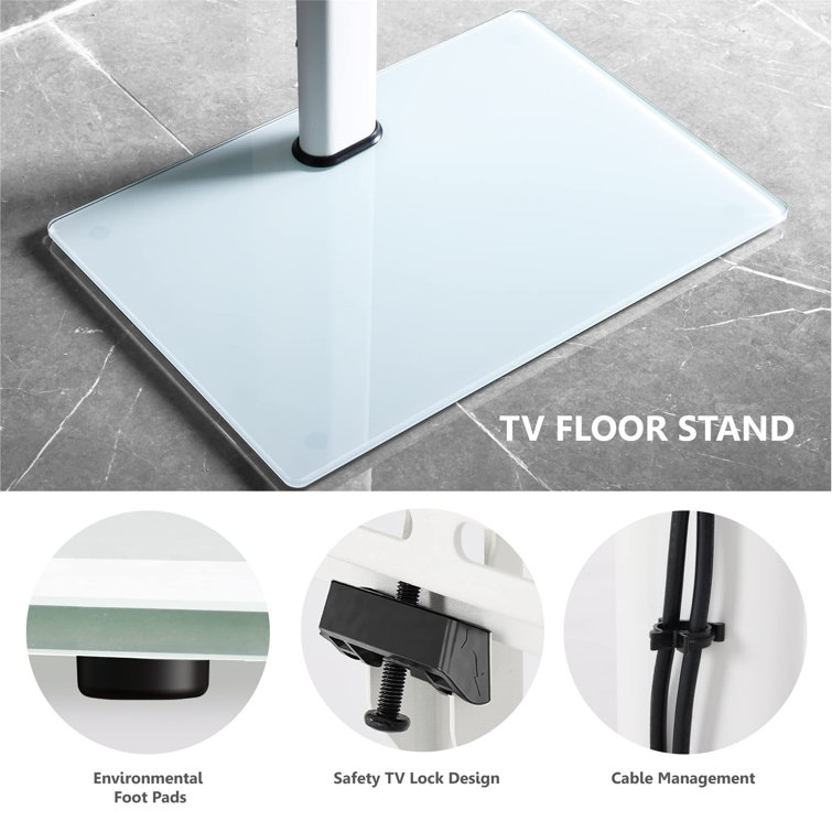 Symple Stuff White TV Floor Stand For 32 To 60 Inch Slim Corner TV ...