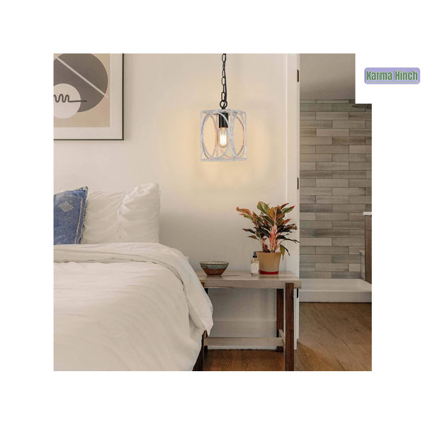 KarmaHinch Lighting Farmhouse Pendant Light, Rusted Metal Cage Hanging ...