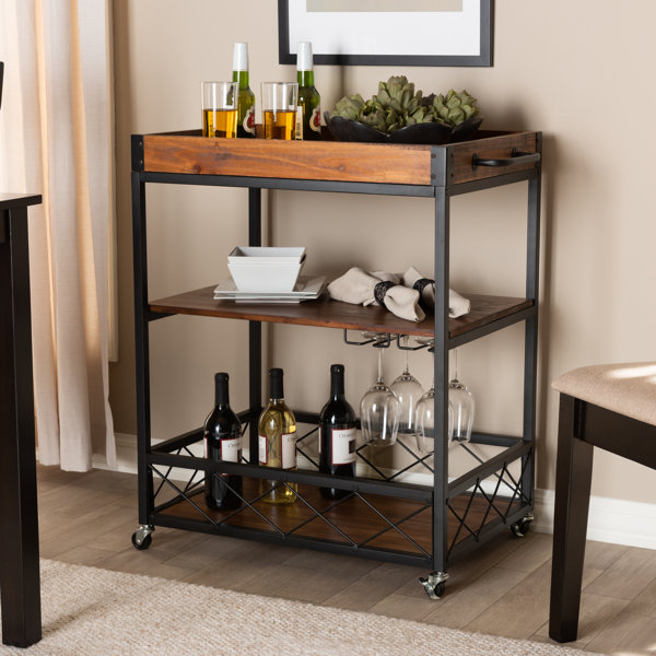 Williston Forge Mastropietro Mobile Metal Bar Cart & Reviews | Wayfair