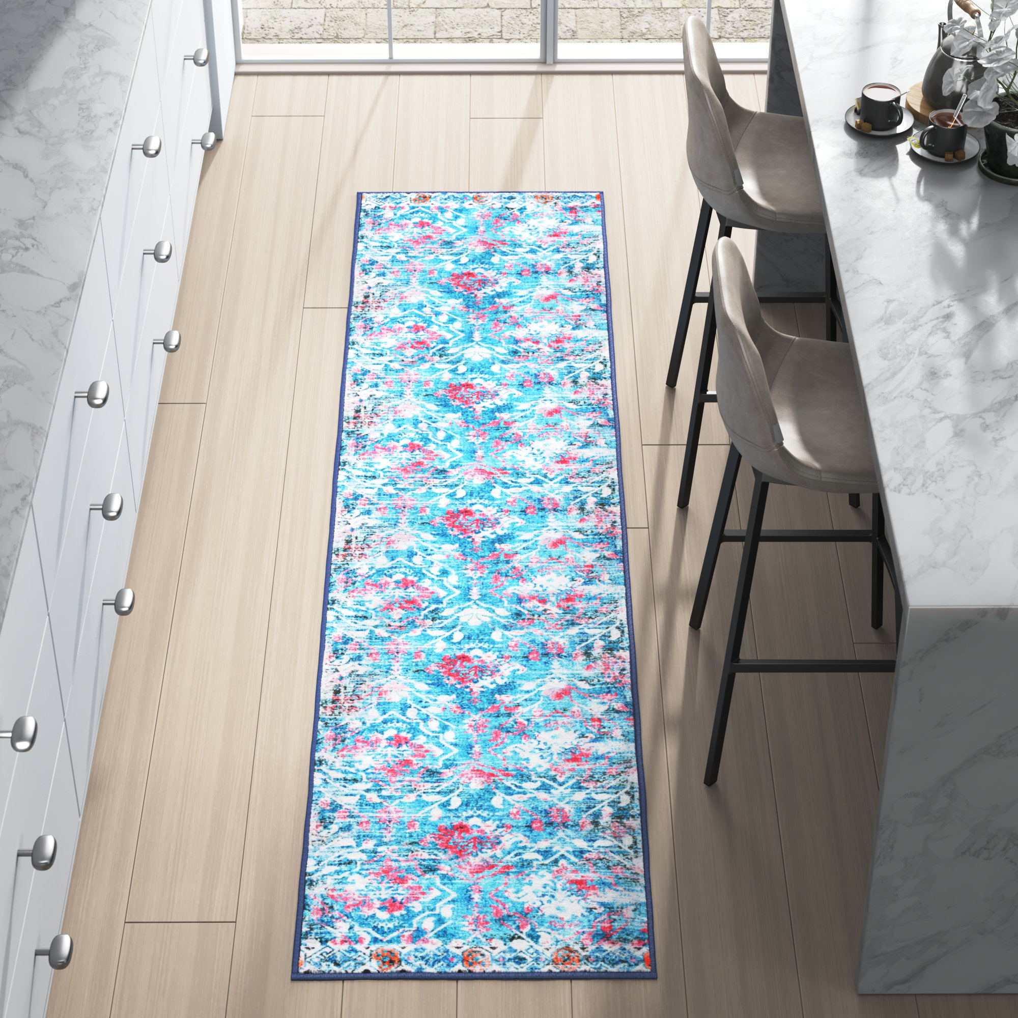 Mistana™ Dall Floral Light Blue/Pink Area Rug | Wayfair