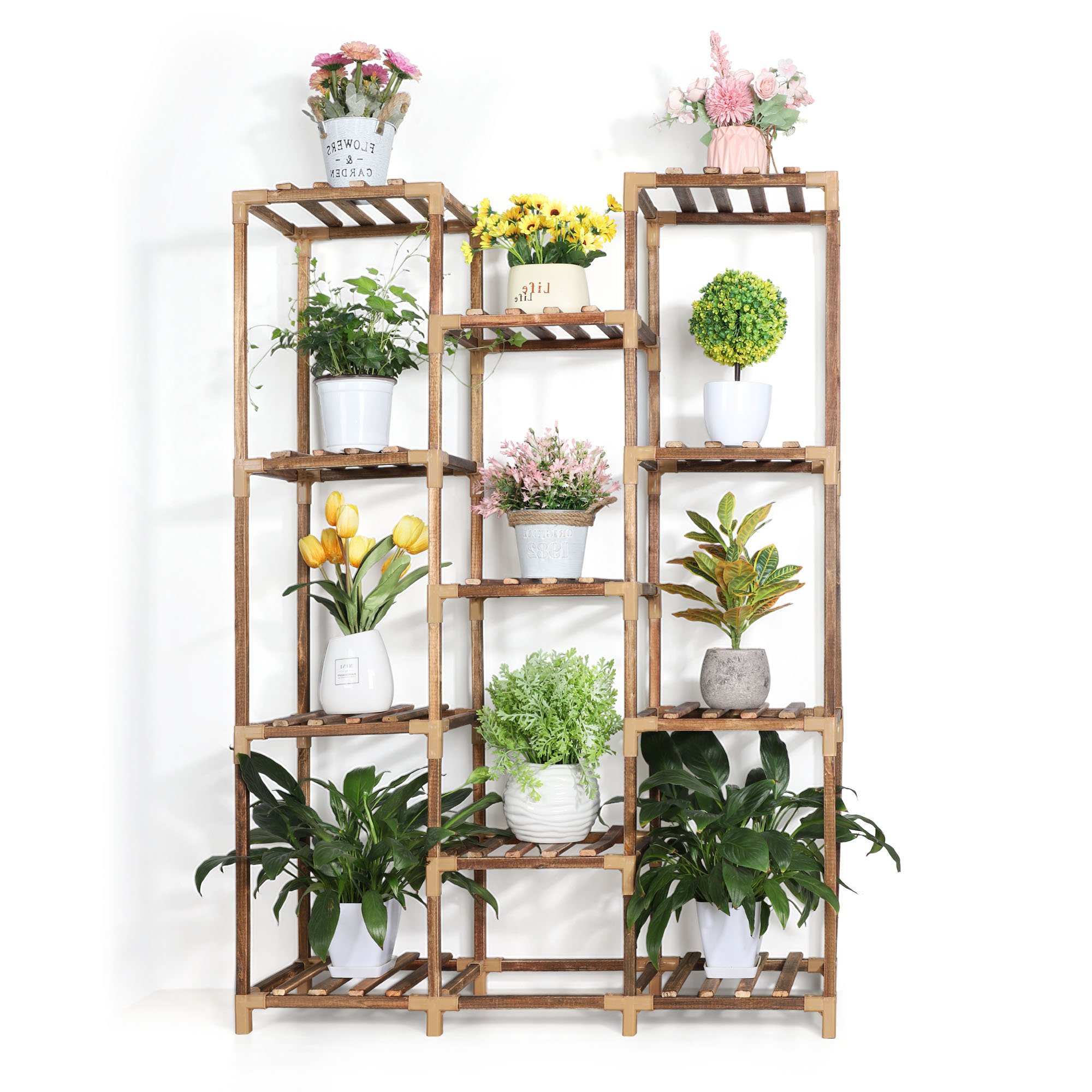 Arlmont & Co. Katalin Multi-Tiered Solid Wood Plant Stand | Wayfair