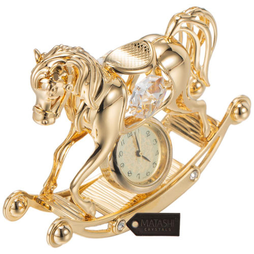 MatashiCrystal Crystal Studded Rocking Horse Desk Clock Figurine ...