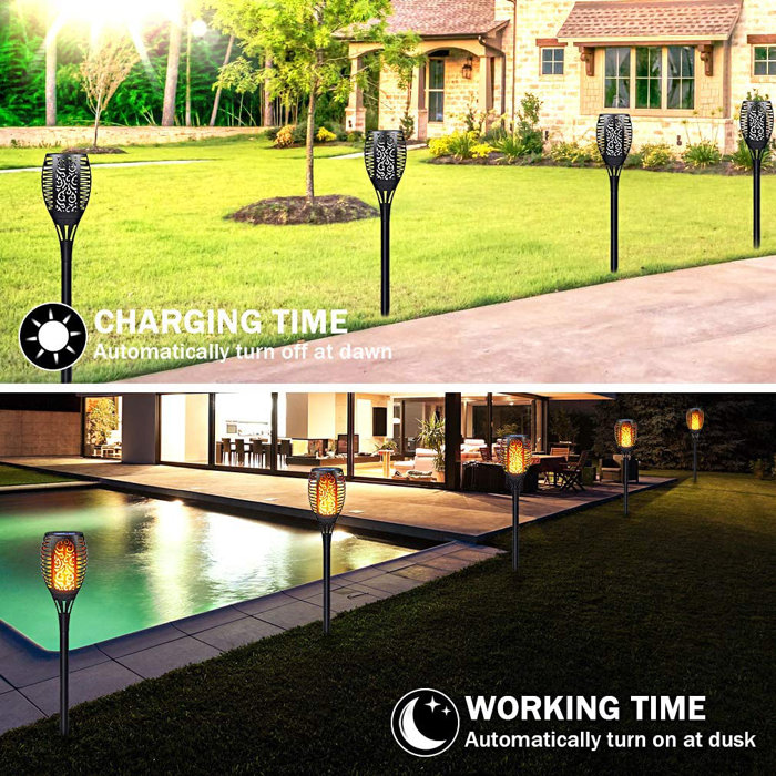 LIGHTSMAX Black Solar Powered Integrated LED Pathway Light Pack ...