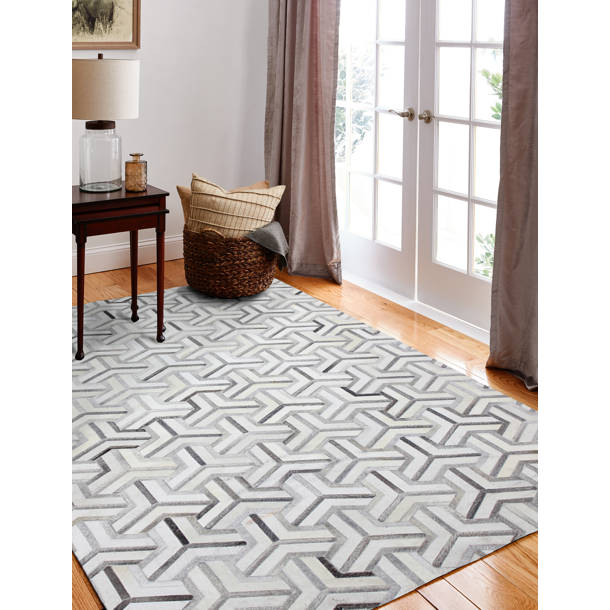 Corrigan Studio® Costanza Geometric Cowhide Leather Camel Area Rug ...