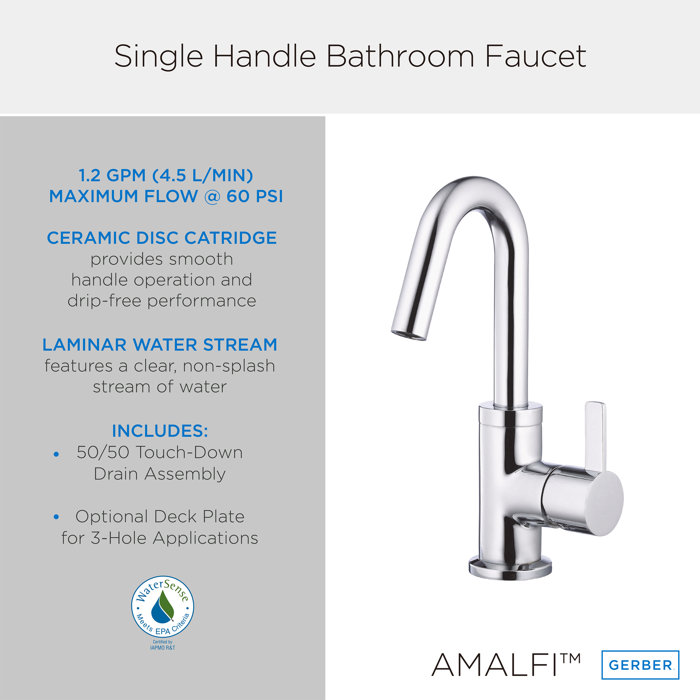 Gerber Amalfi Single Hole Faucet Single-handle Bathroom Faucet with ...