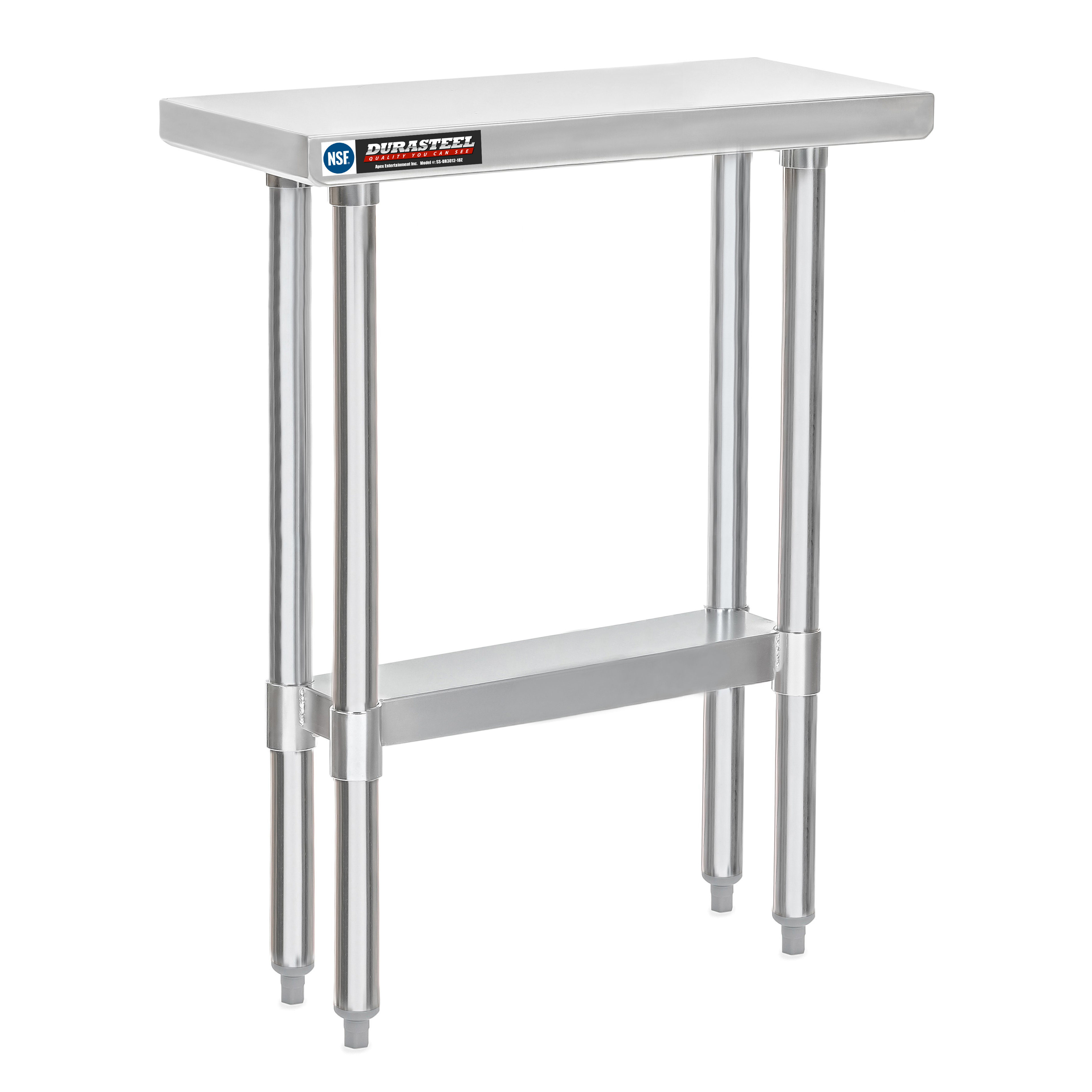 DuraSteel 30 x 12 Inch Commercial Stainless Steel Workbench Table with ...