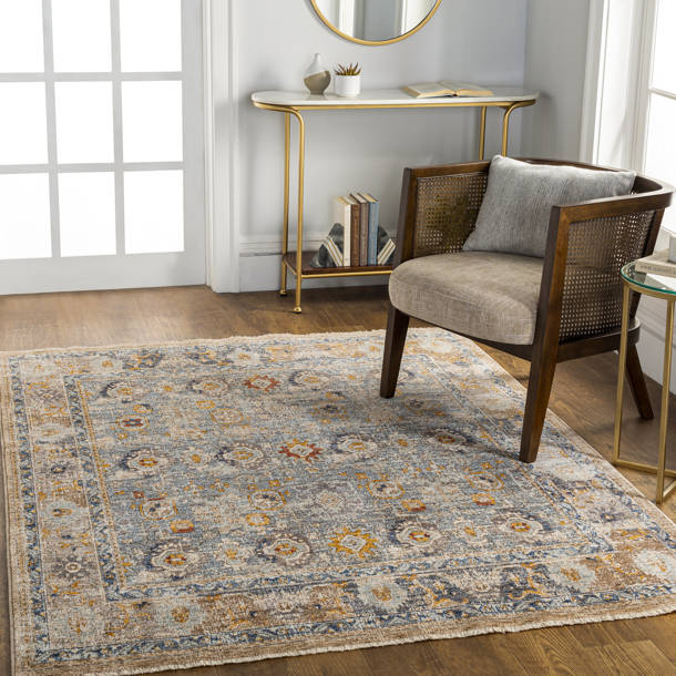 Langley Street Hoefer Performance Rust/Blue/Ivory Rug & Reviews | Wayfair