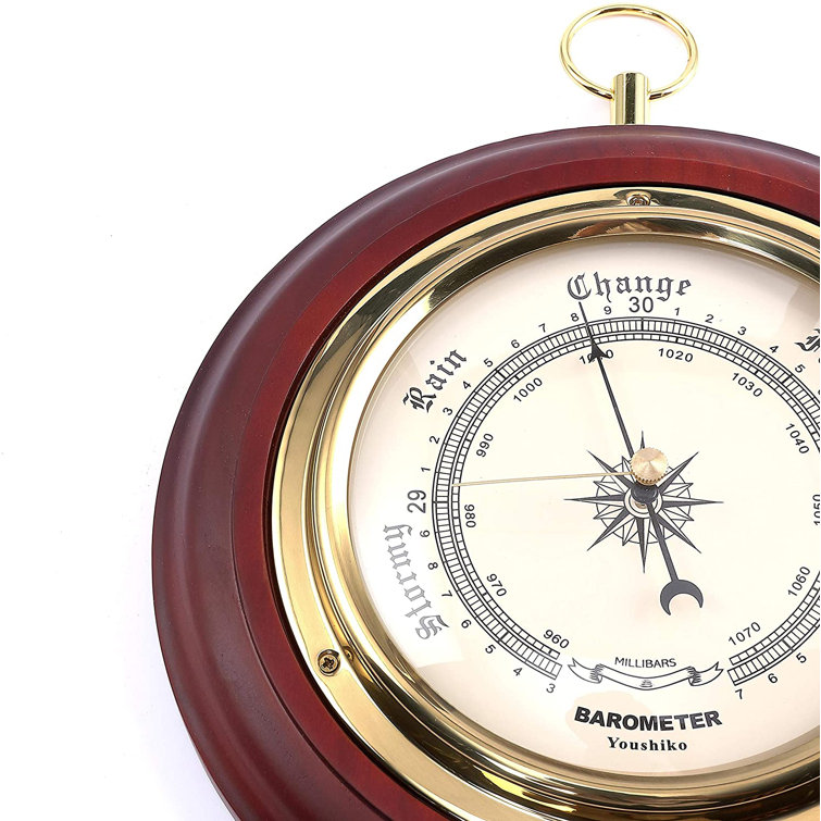 Youshiko Traditional Barometer Mahogany Wood Surround Forecaster ...