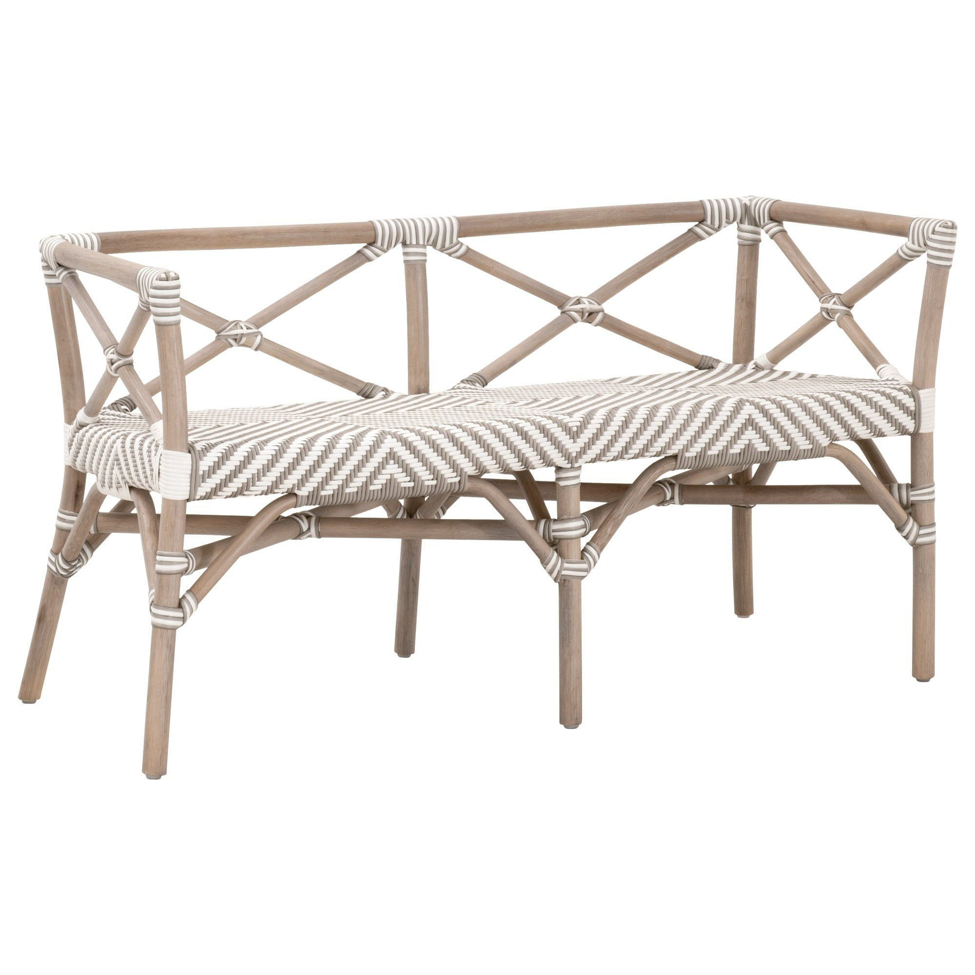 Bayou Breeze 52" Palisades Bench Stone & White Binding, Gray Rattan ...