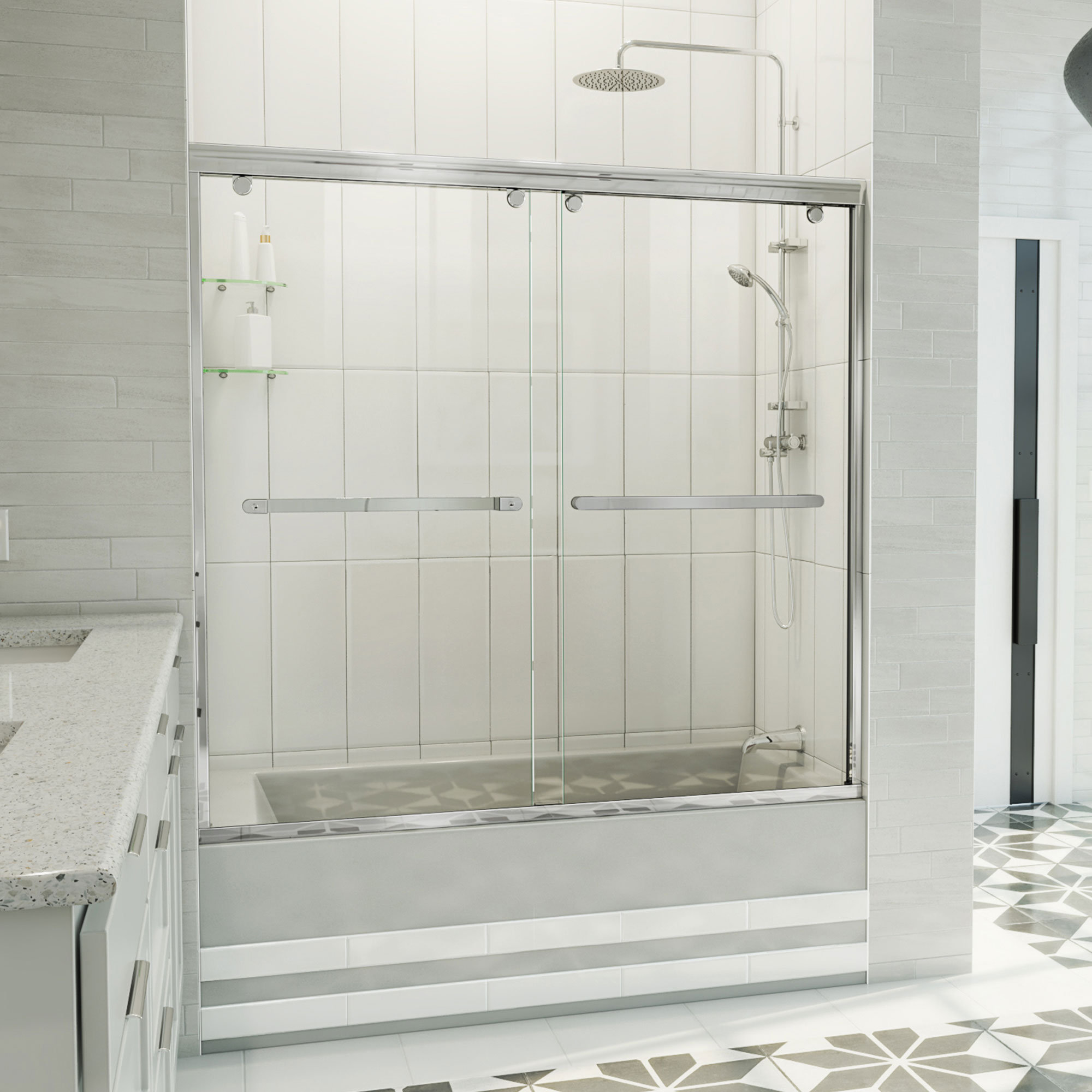 Dreamline Charisma X 56 60 W X 58 H Bypass Semi Frameless Tub