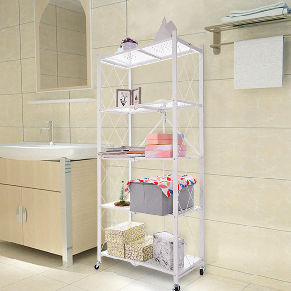 Rebrilliant Multi-Function Wheeled Iron Five-Layer Folding Storage Rack ...