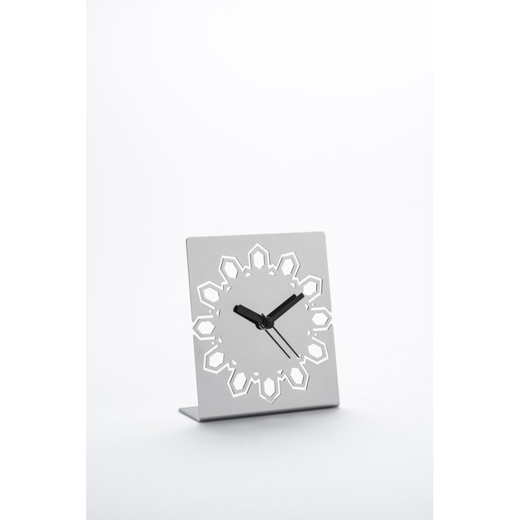 Rosalind Wheeler Stainless Steel Table Clock in Grey | Wayfair.co.uk