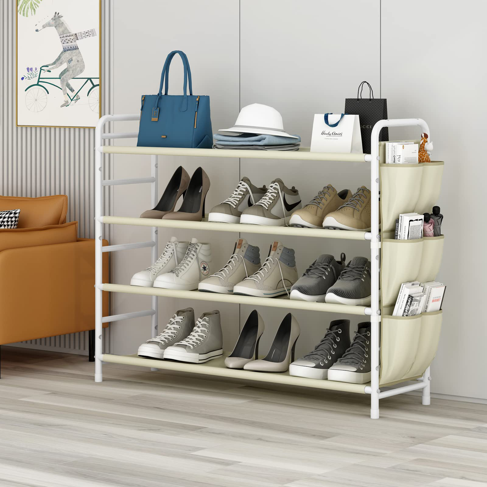 Hokku Designs 16 Pairs Beige Shoe Rack | Wayfair