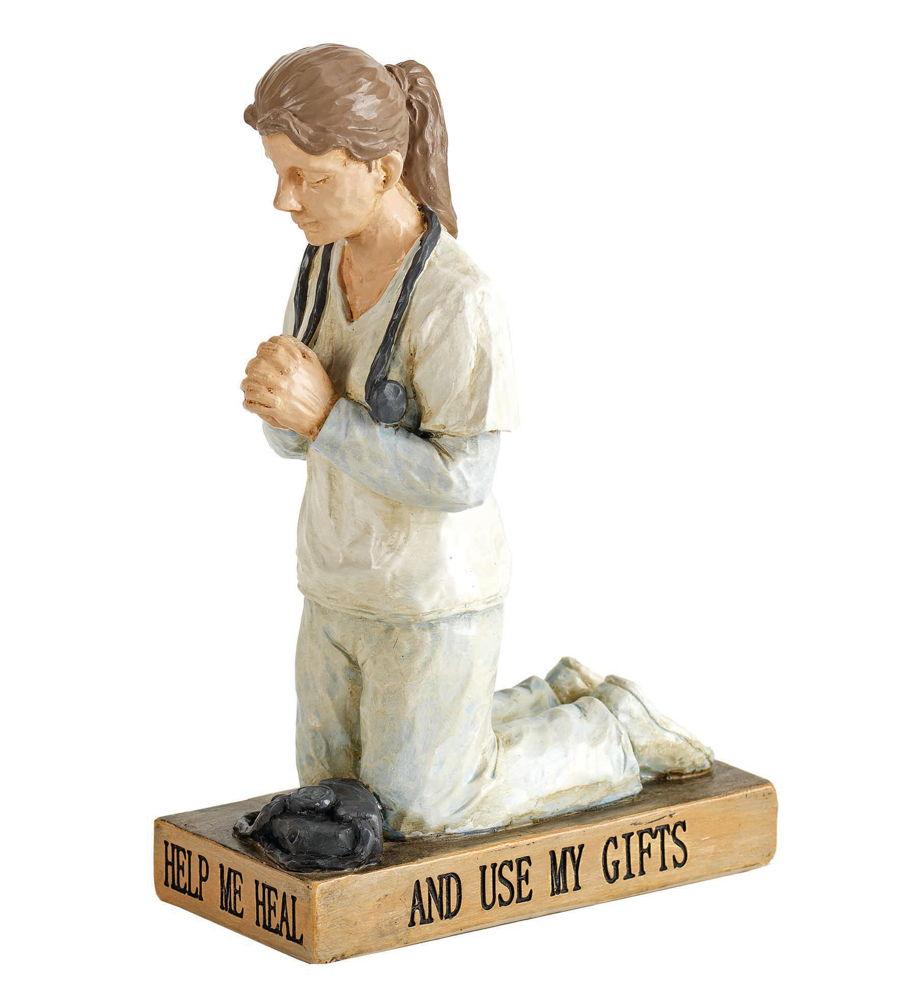 Red Barrel Studio® Acadia Figurine Praying Nurse Wood Carved Look Resin ...