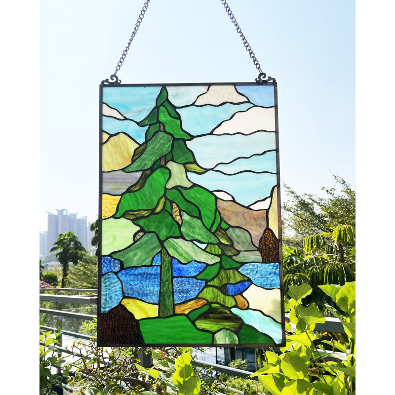 Lark Manor Landscape Stained Glass Window Panel & Reviews | Wayfair