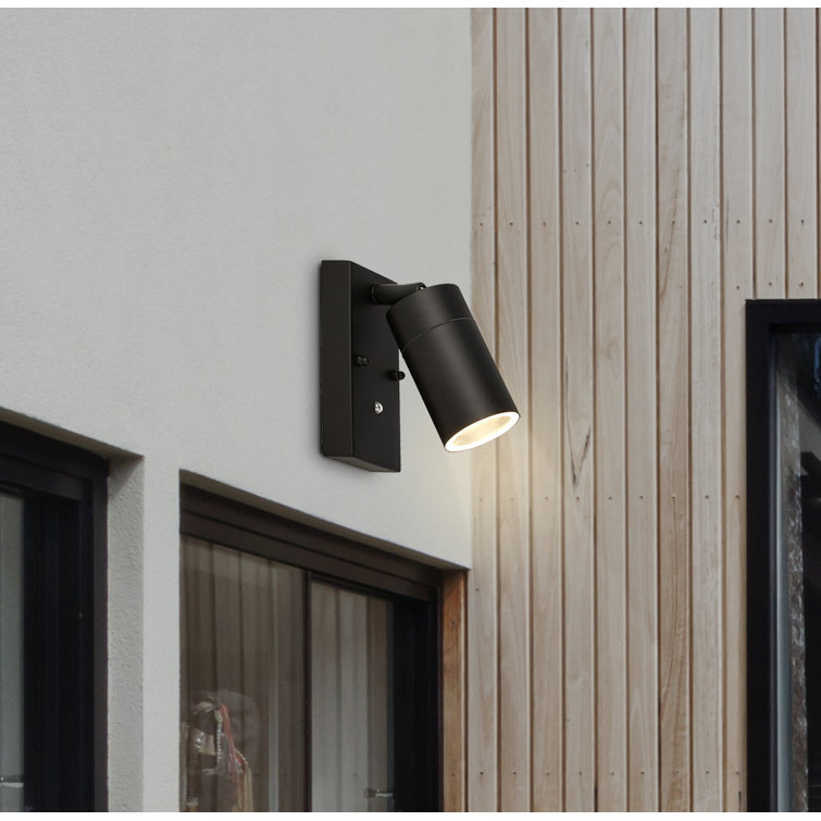 Dakota Fields Catton Black 15cm H Outdoor Armed Sconce with Dusk to ...