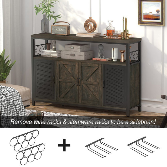 Gracie Oaks Shik Industrial Bar Cabinet & Reviews | Wayfair
