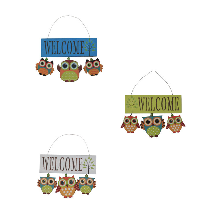 Redwood Rover 3 Piece Owl Welcome Sign Wall Decor Set | Wayfair