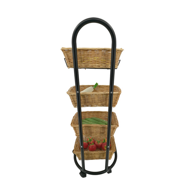 Bayou Breeze® 4 Tier Basket Stand Wicker Basket Bakery Rack Produce ...