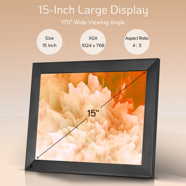 NexFoto Large 15 inch Digital Picture Frame Wi-Fi Digital Photo Frame ...