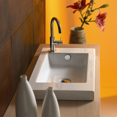 Ceramica Tecla Serie 35 Ceramic Rectangular Drop-In Bathroom Sink with ...