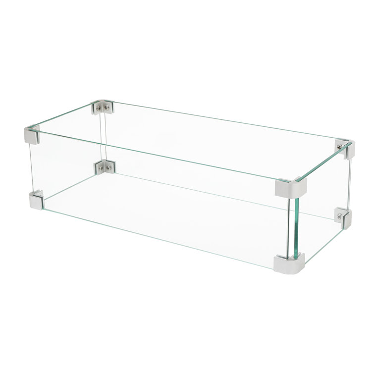 COSIEST Glass Rectangle Fire Pit Flame Guard | Wayfair