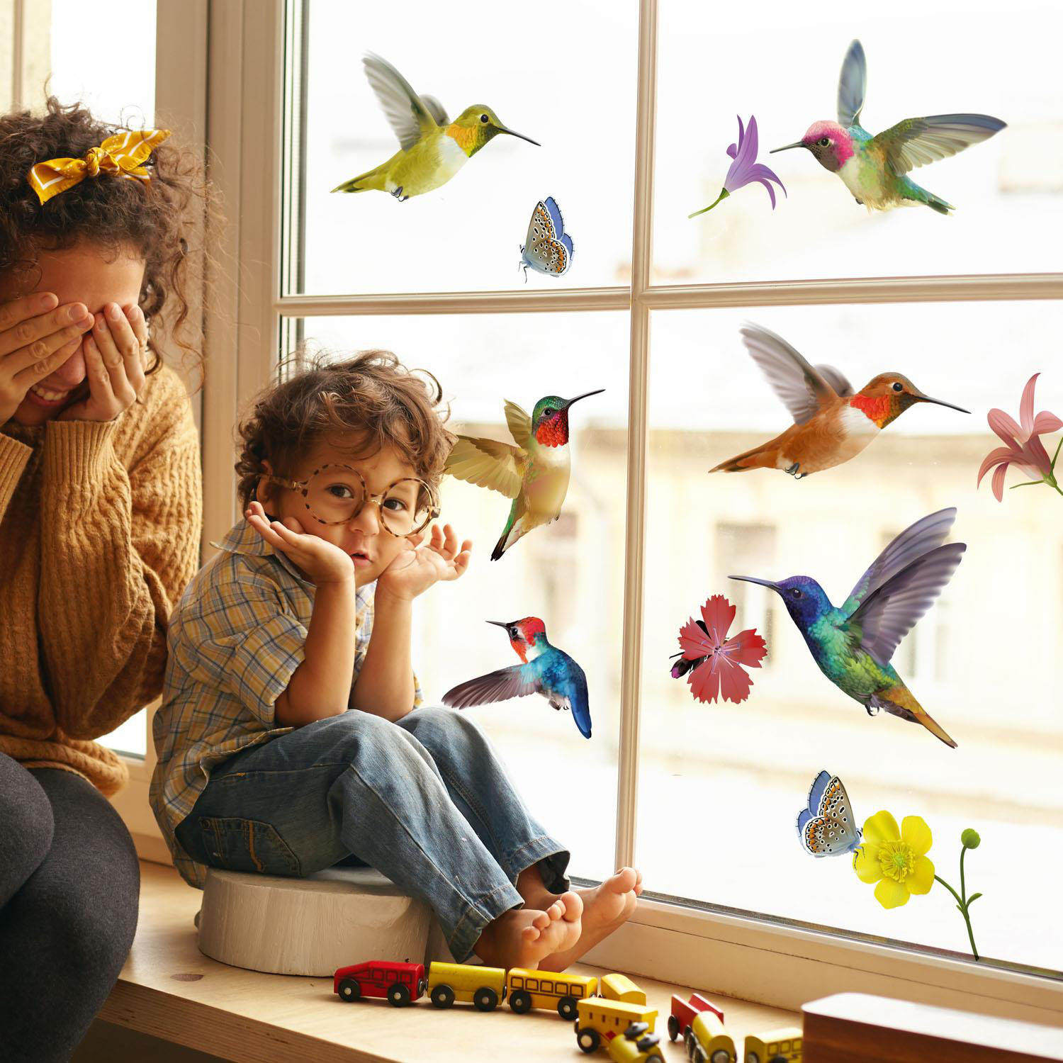 Red Barrel Studio® Big Hummingbirds Window Decal | Wayfair