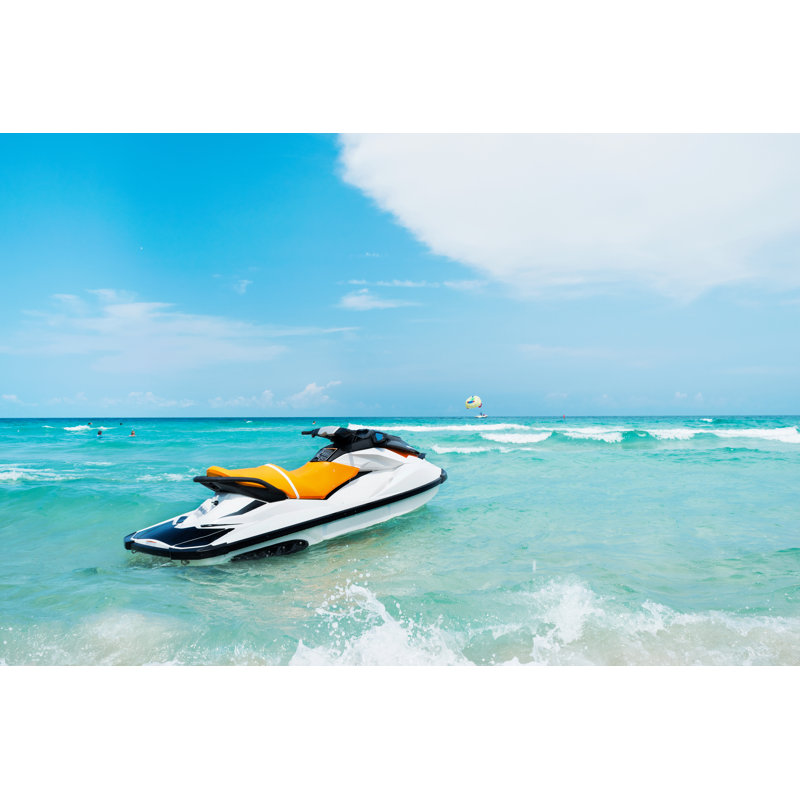 Highland Dunes Jet Ski Floating by - Wrapped Canvas Photograph | Wayfair