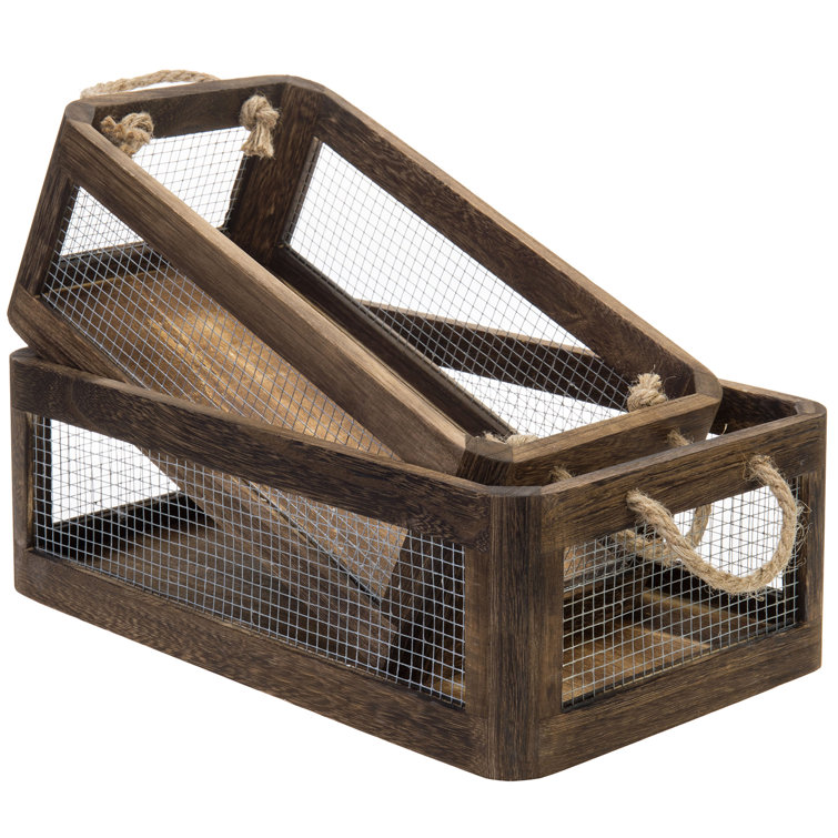 Loon Peak® 2 Piece Solid Wood Basket Set | Wayfair