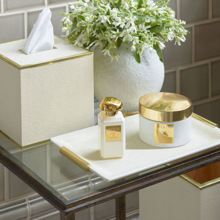 AERIN Cream Rectangle Vanity Decorative Tray | Perigold