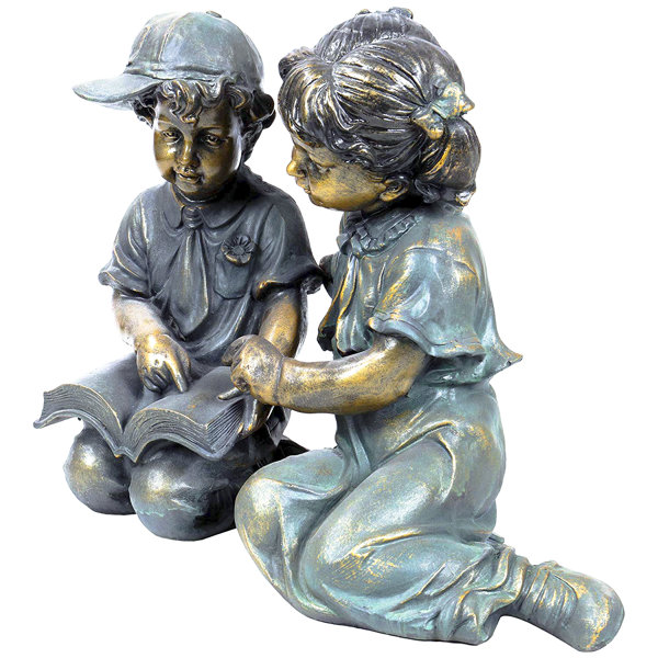 Red Barrel Studio® Kapitz Girl and Boy Reading Statue & Reviews | Wayfair