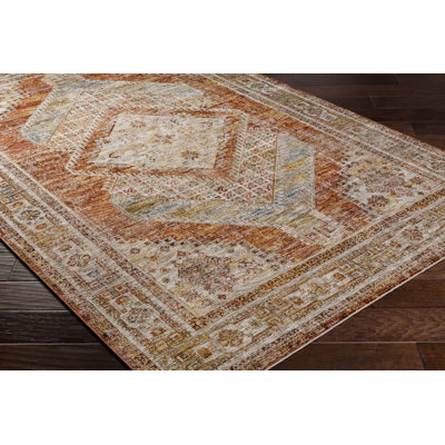 Bungalow Rose Performance Rust/Brown/Gray Rug | Wayfair