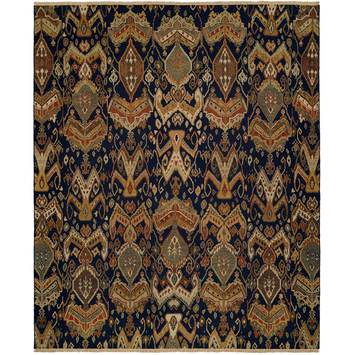 Madison Couture Rugs Wool Ikat Area Rug in Blue | Perigold