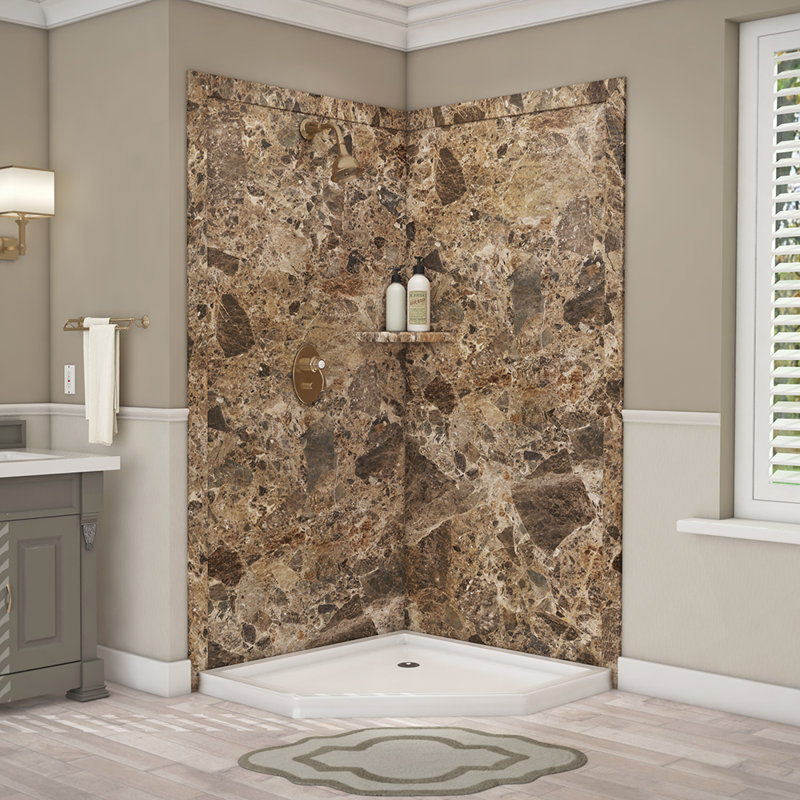 FlexStone Splendor 40"W x 40"D x 80"H Corner Shower Surround & Reviews ...