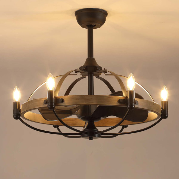 Williston Forge Arezo 27.17" Classic Black Caged Farmhouse Ceiling Fan ...