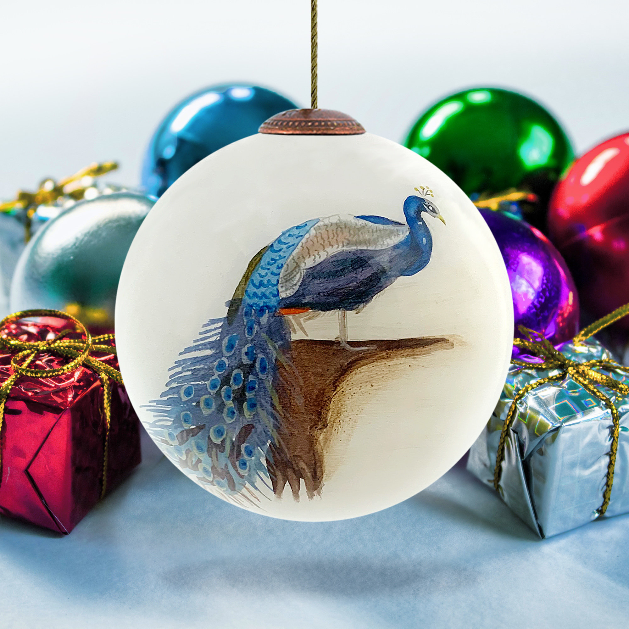 La Pastiche Peacock Ball Ornament | Wayfair