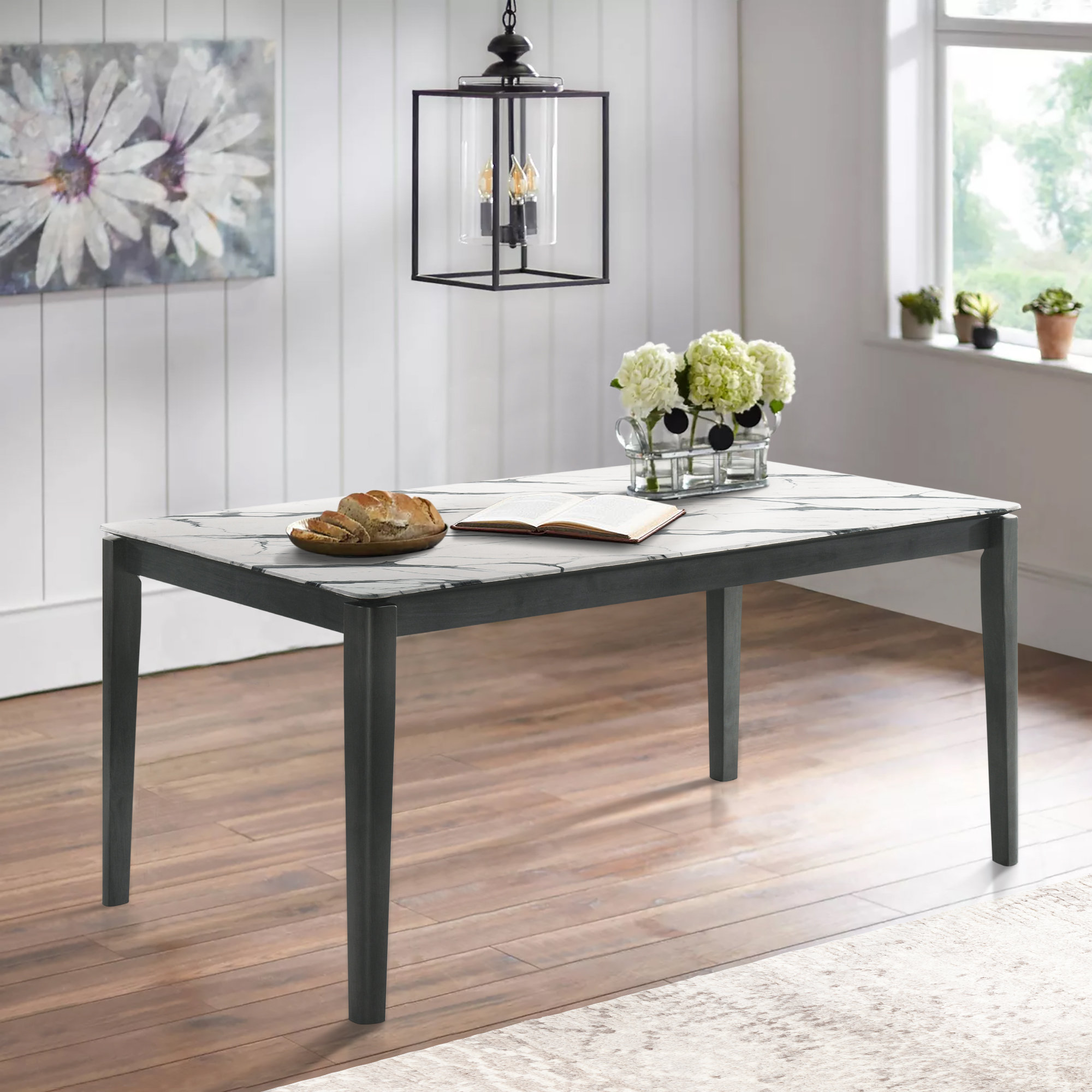 Ebern Designs Tomia Faux Marble Rectangular Dining Table | Wayfair