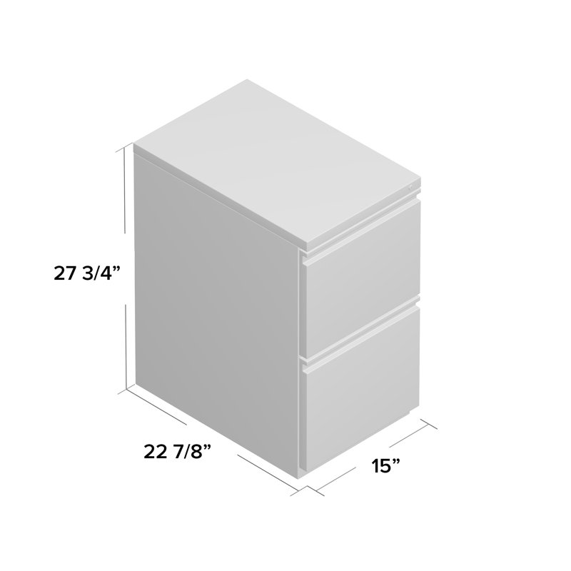 CommClad 15'' Wide 2 -Drawer Mobile Steel Vertical Filing Cabinet ...