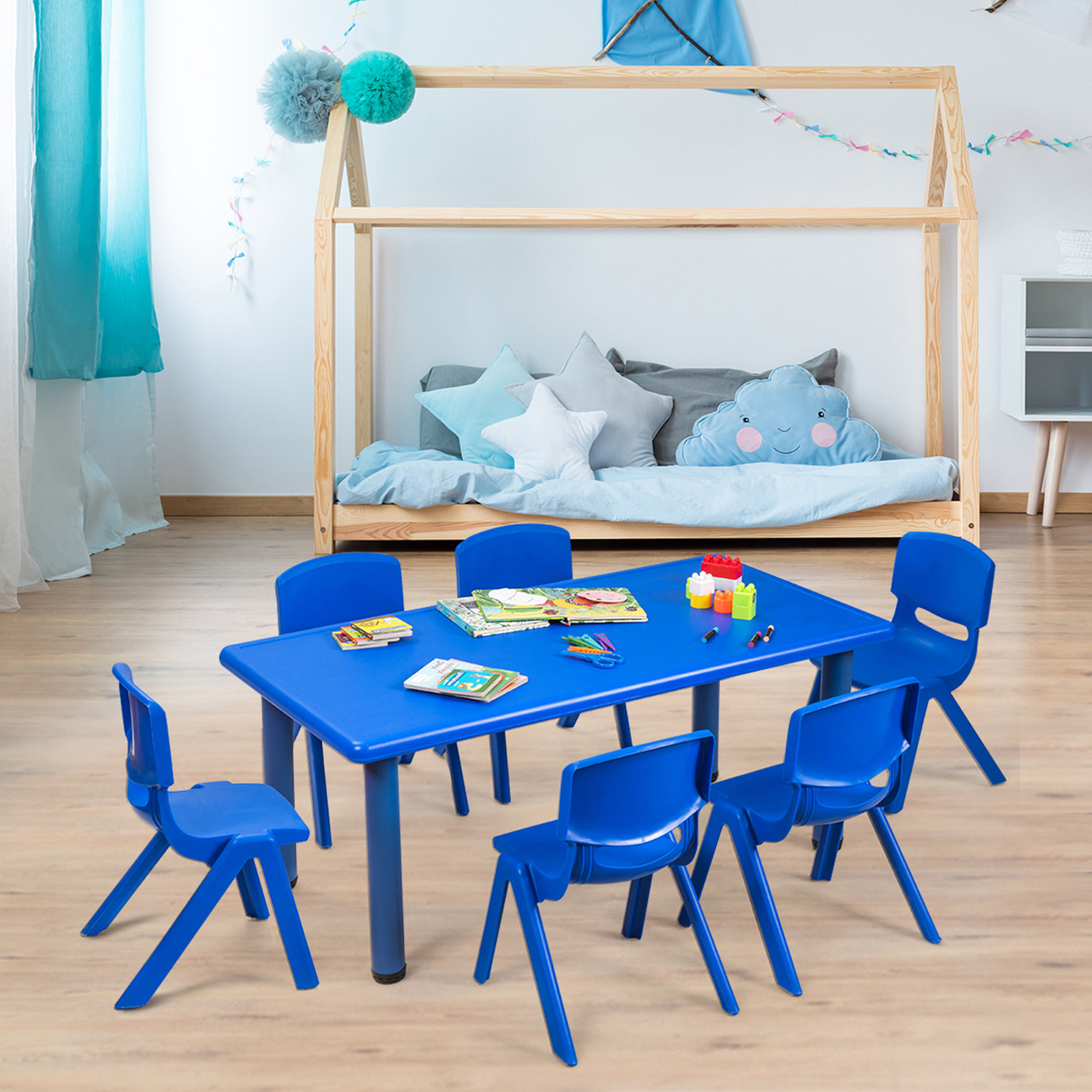 Zoomie Kids Ousley Kids 7 Piece Rectangular Play / Activity Table and Chair Set & Reviews | Wayfair
