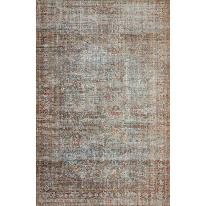 Jules Performance Lagoon/Brick Rug & Reviews | Joss & Main